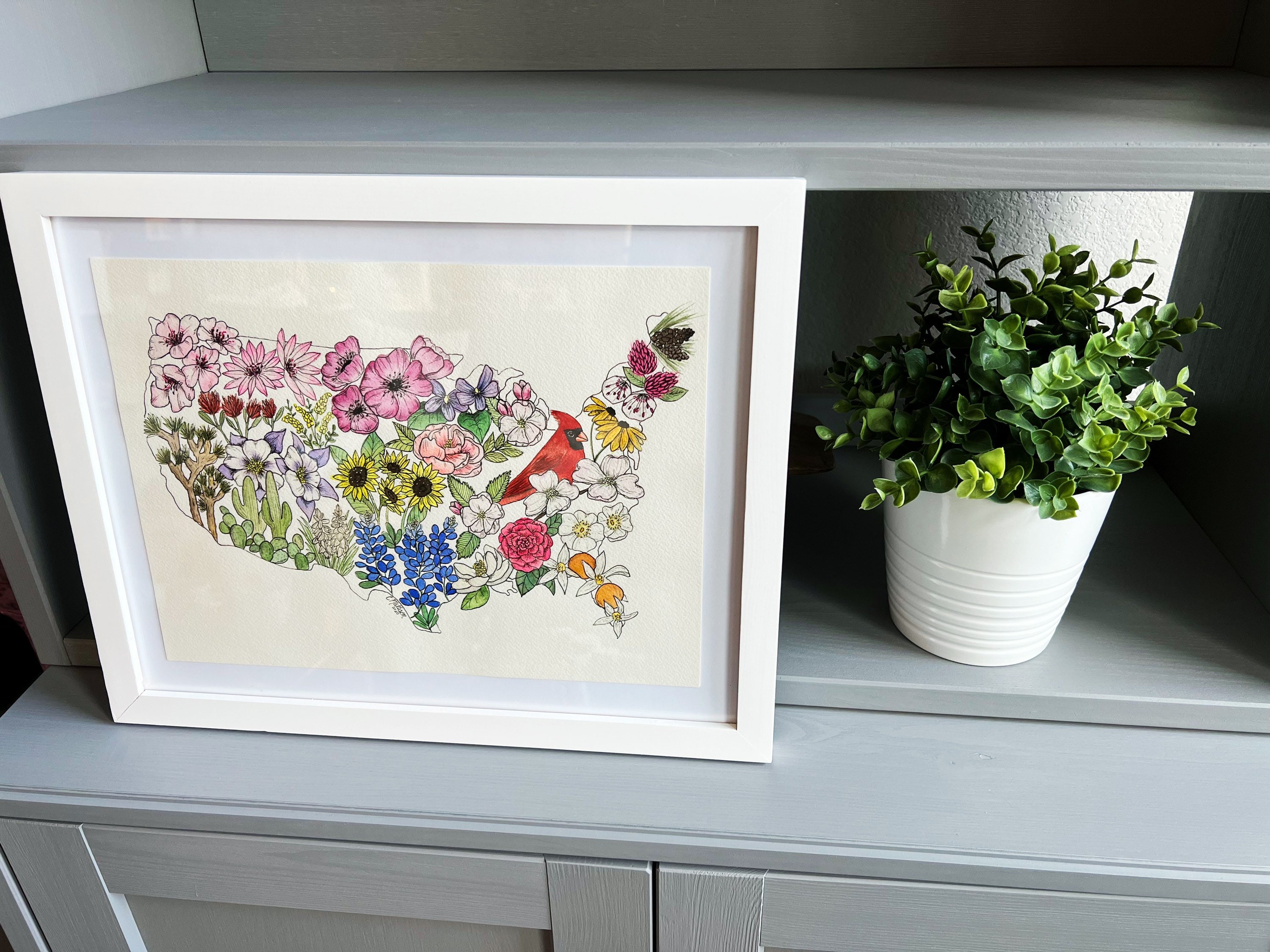 Flowers Across America. State Flower Map. Floral Artwork. State Flower ...