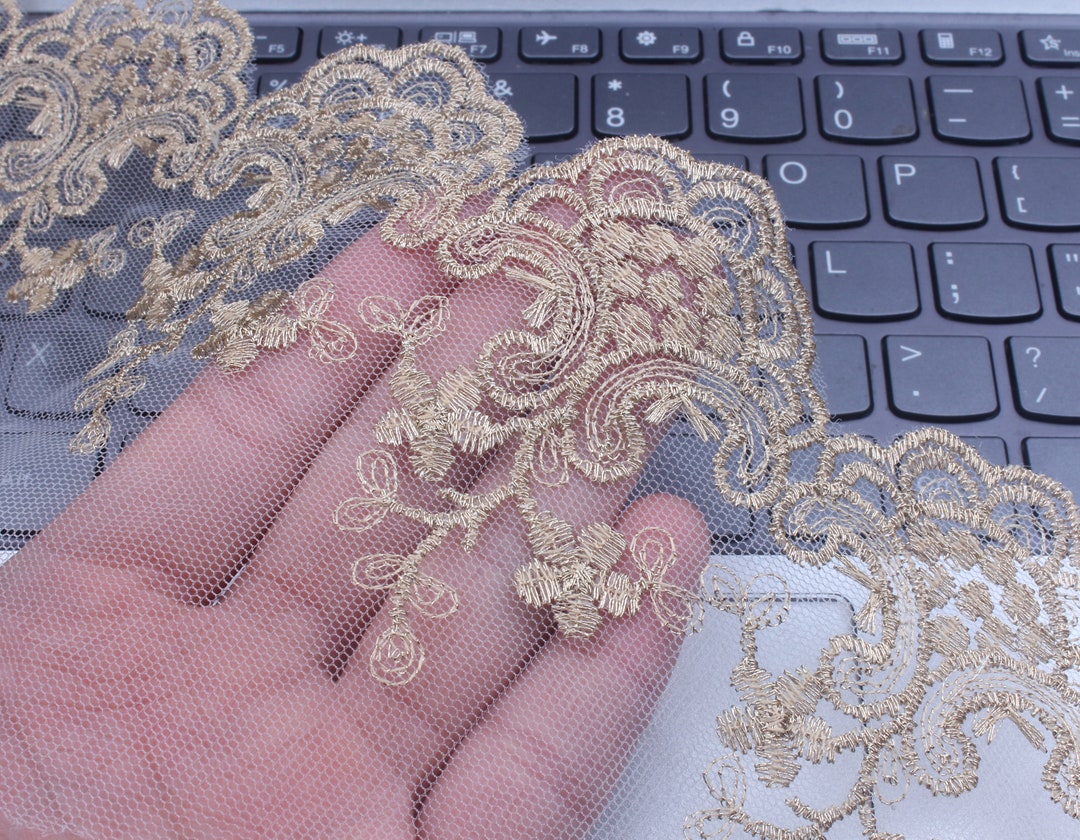 4 Inch Wide Lace Trim|gold Color Lace Trim|embroidered Lace Trim|home ...