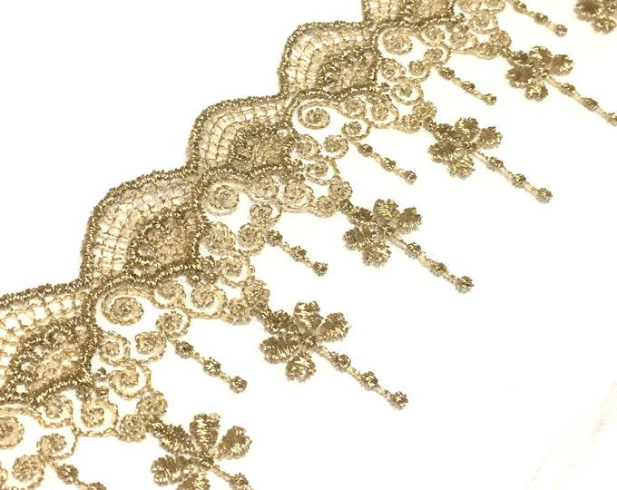 4 Inch Wide Lace Trimscalloped Trimgold Color Lace Trimembroidered Lace ...