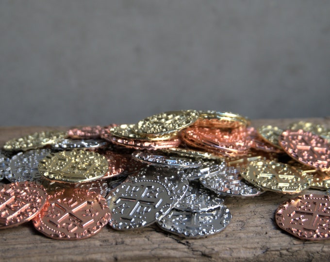 Extra Large Metal Coins Gold, Silver, Copper Pirate Treasure Doubloon ...