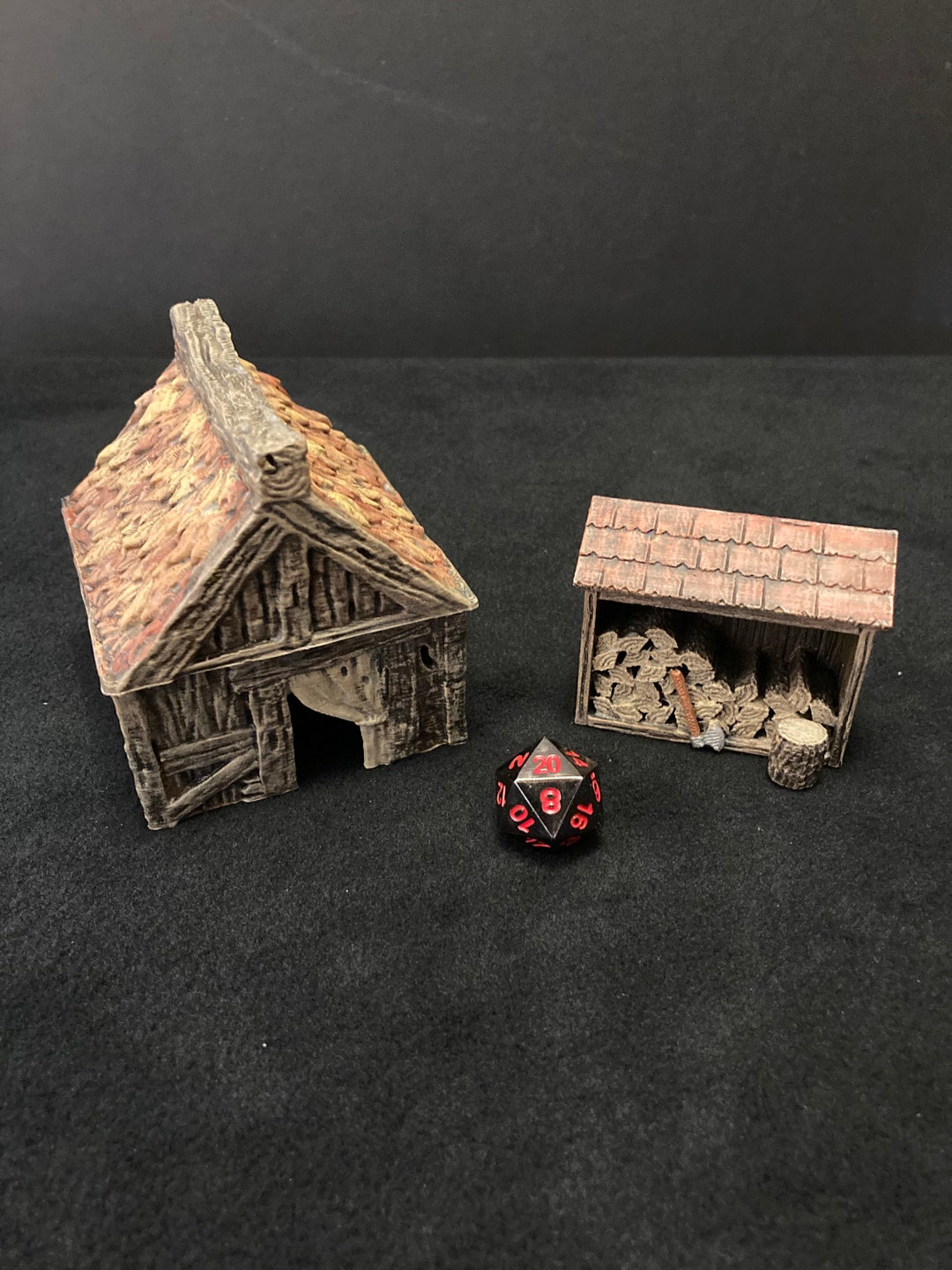 Cabin and Wood Shed / Painted 32mm Scatter Terrain for Dungeons and ...