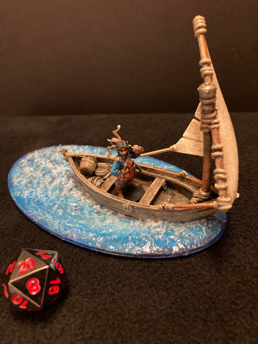 Halfling Smuggler and Ship / Painted 28mm Miniature Scatter Terrain and ...
