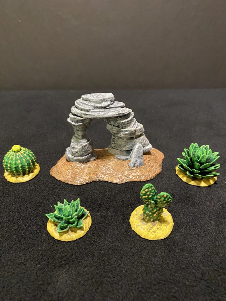 Cactus and Desert Plants With Rock by EC3D / Painted 32mm Scatter ...