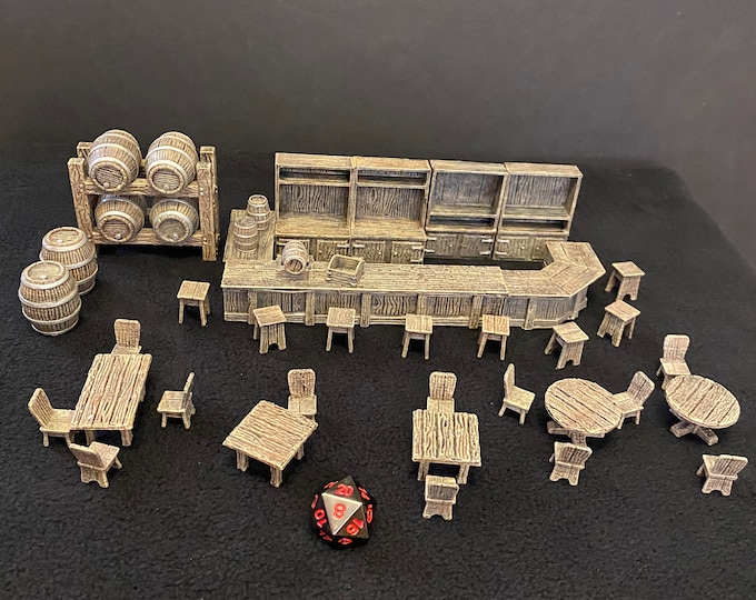 Tavern Bar Furniture Set by 3degos / Painted 28mm Miniature Scatter ...