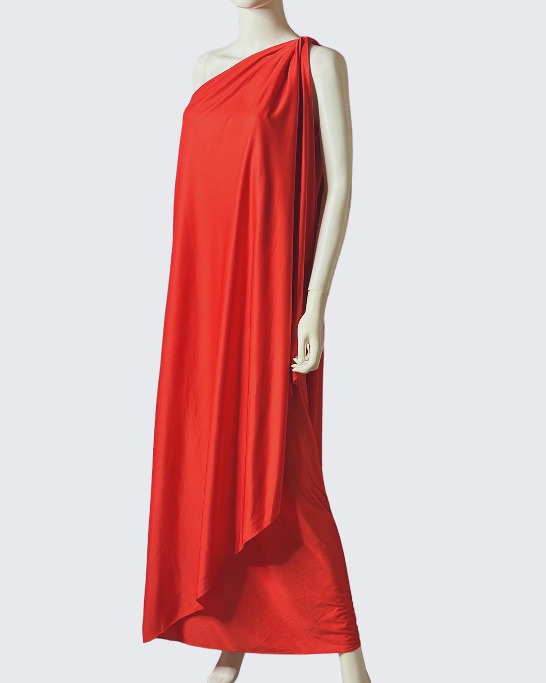 AMAZING 70s Halston IV One Shoulder Draped Disco Dress. Maxi Length ...