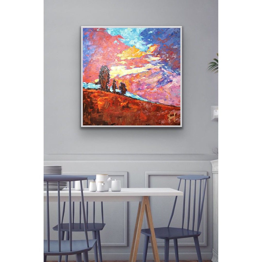 Sunset Painting Original Oil Painting Sunset Impasto Art Abstract ...