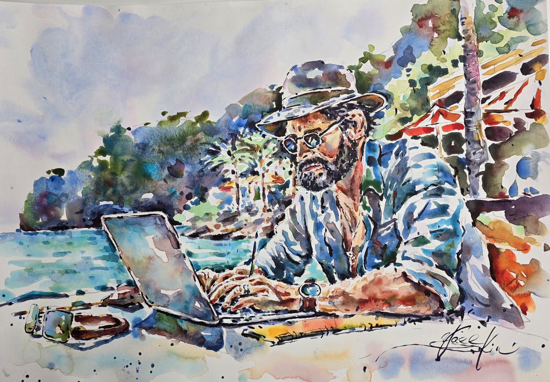 Spain Ibiza Landscape Painting Original Watercolor Painting Spain ...