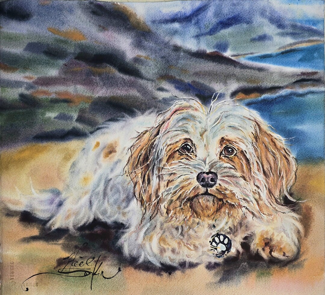 Shih Tzu Dog Painting Original Watercolor Artwork Realistic Dog ...