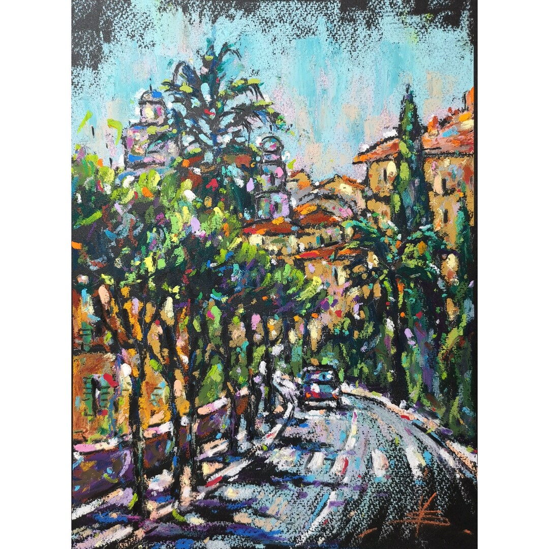 Italy Painting Original Oil Pastel Artwork Italy Architecture Painting ...