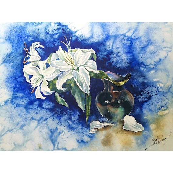 Watercolors Hand Painted Lilies