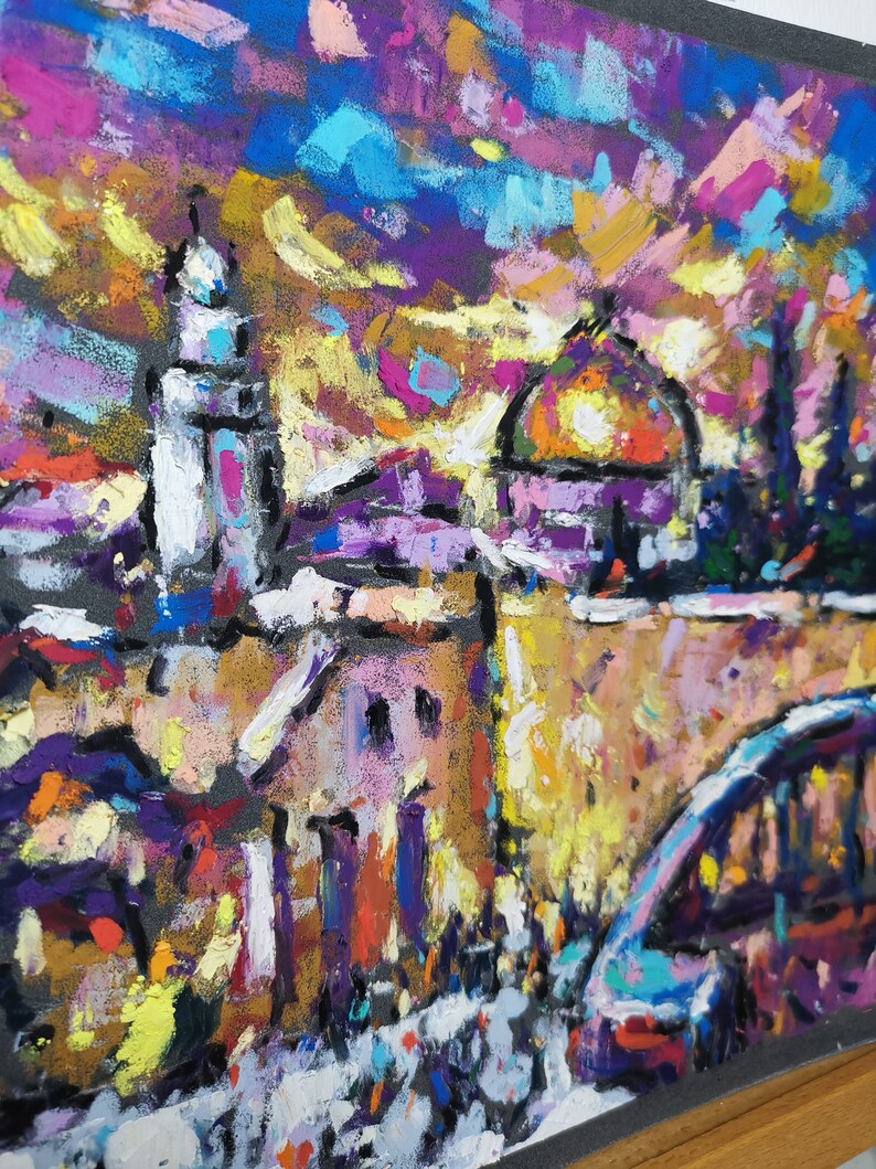 Jerusalem Painting Original Oil Pastel Artwork Jerusalem Architecture ...