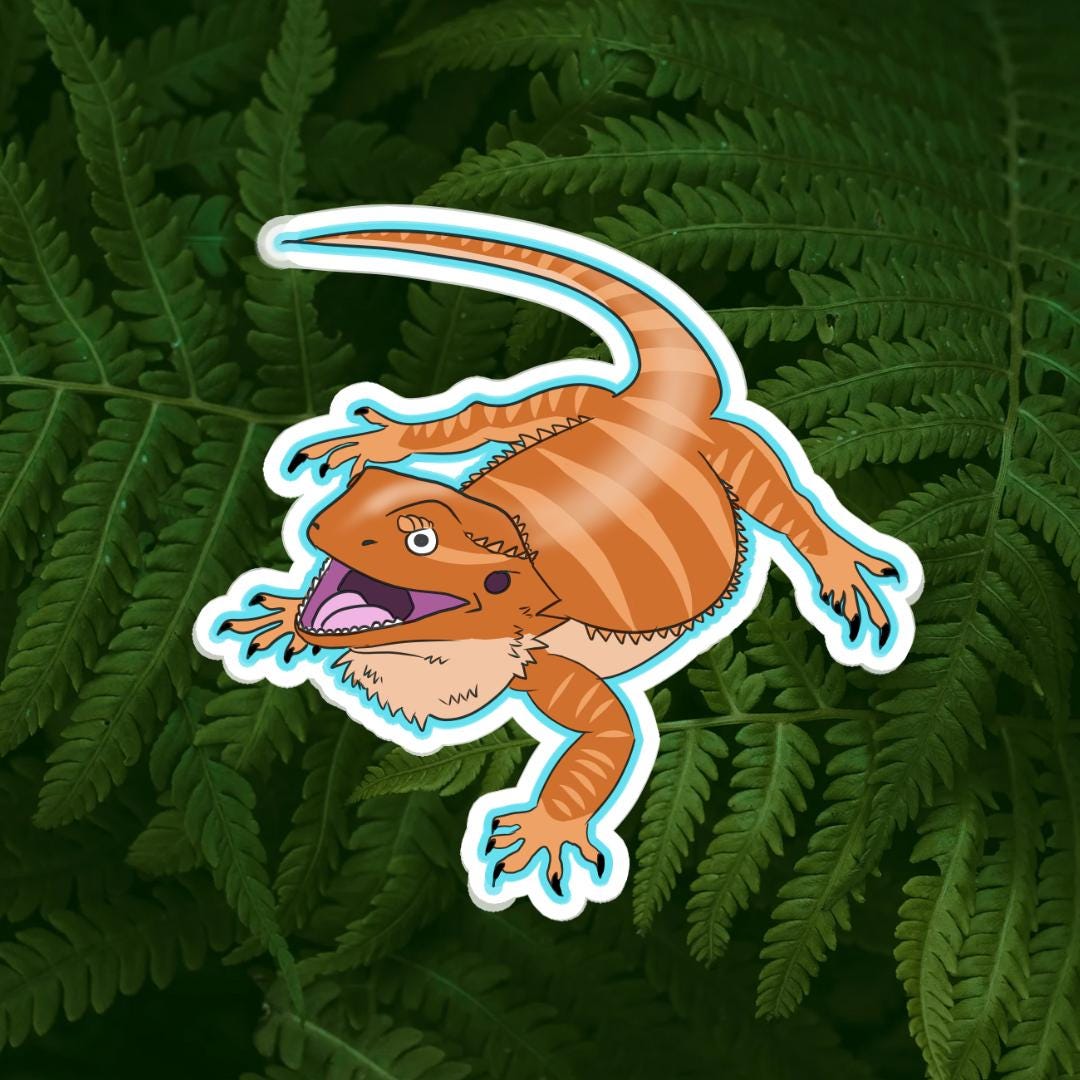 Red Bearded Dragon, Reptile Paper Sticker, Made to Order, Tank Decor ...