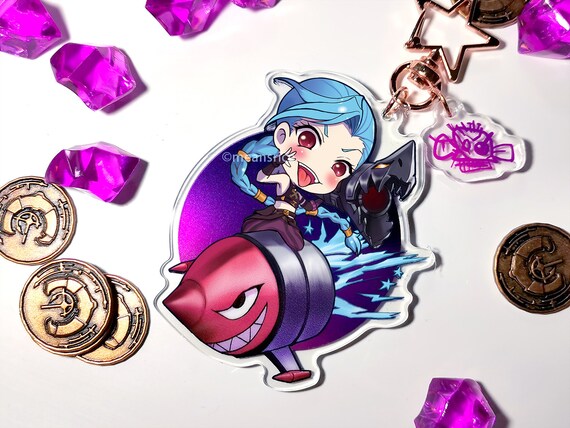 Jinx Holographic Background Charm/keychain Arcane Inspired - Etsy