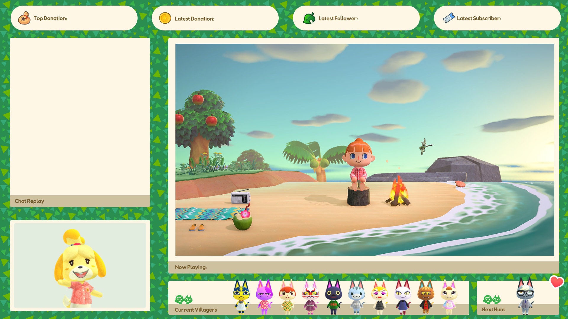 Animal Crossing Twitch Stream Overlay (incl. Header, Camera, Chat ...