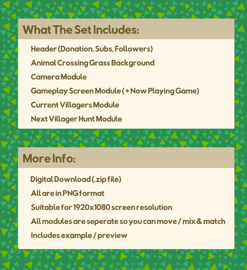 Animal Crossing Twitch Stream Overlay (incl. Header, Camera, Chat ...