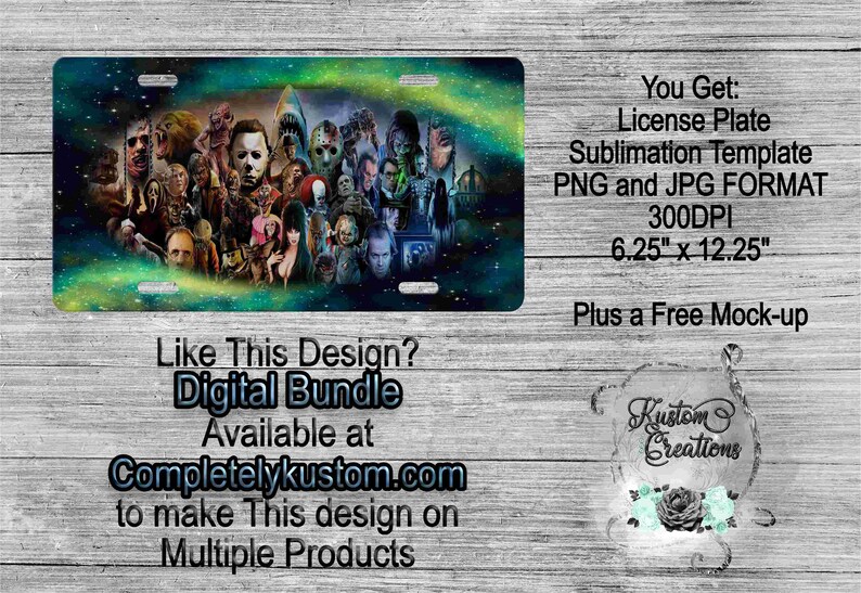 Horror Characters License Plate Sublimation Template - Etsy