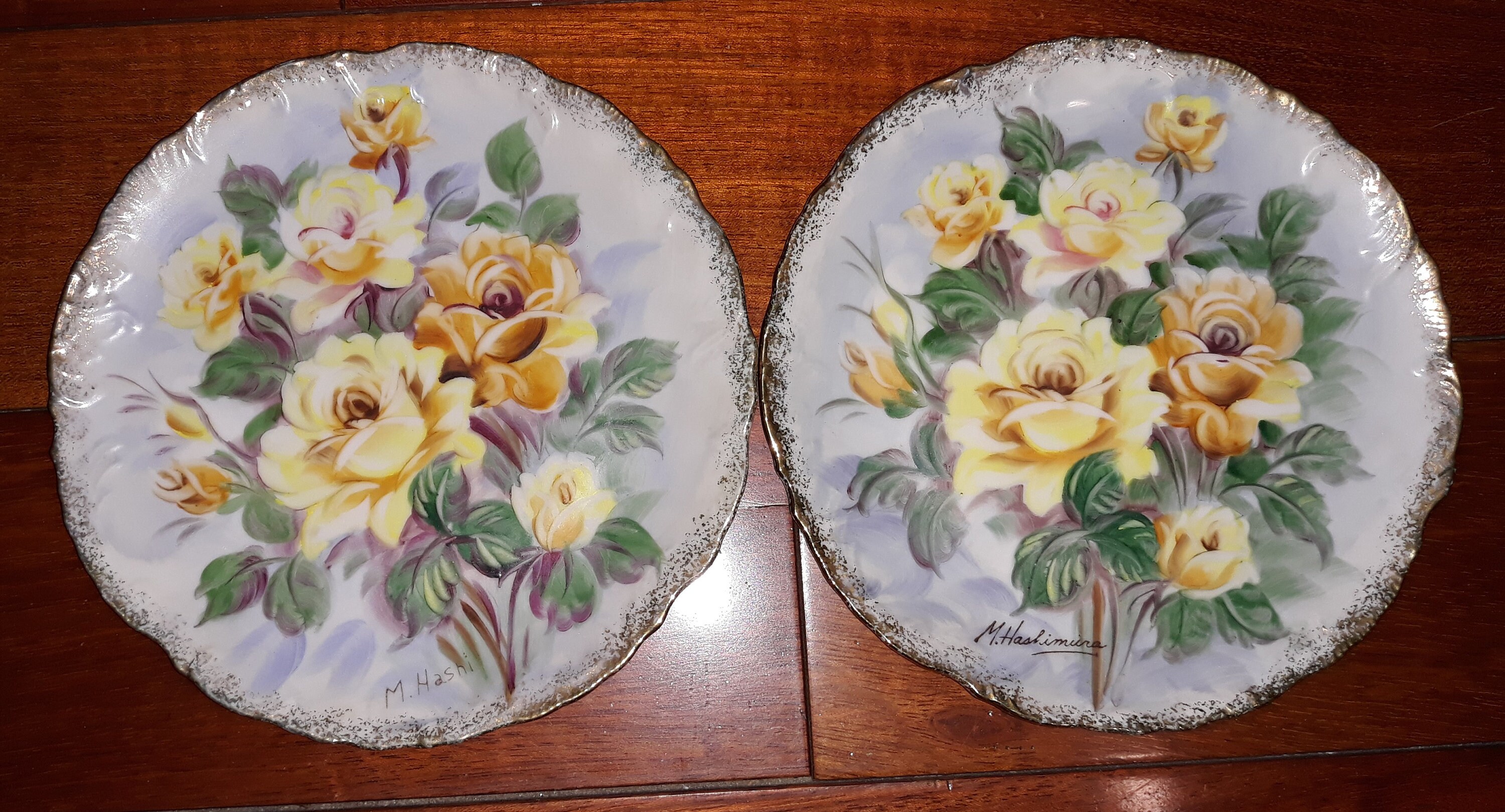 7 Vintage UCAGCO Handpainted Japanese Floral Painted 8.5 Inch Plates ...