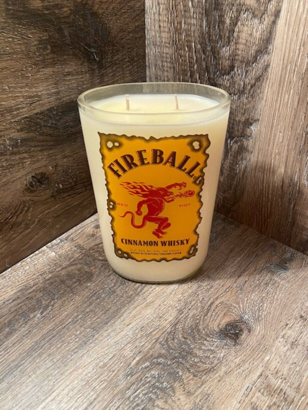 Fireball Whiskey Hand Poured Whiskey Bottle Dual Wicked Soy Liquor ...