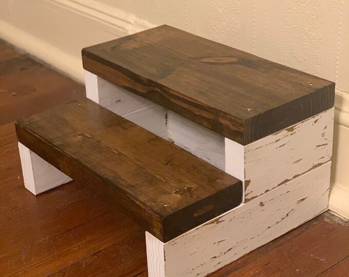 2 Step 2x4 Side With Wider Tread Farmhouse Step Stool - Etsy