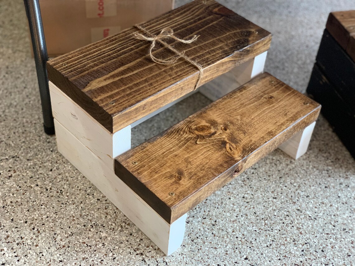2 Step 2x4 Side With Wider Tread Farmhouse Step Stool - Etsy
