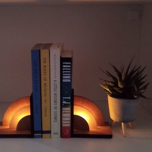 LED Art Deco Bookends - Style 1 - Wooden Contemporary, Aesthetic and ...