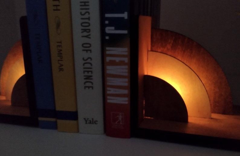 LED Art Deco Bookends Style 1 Wooden Contemporary - Etsy
