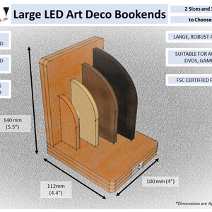Large LED Art Deco Bookends - Style 3 - Wooden Contemporary, Aesthetic ...
