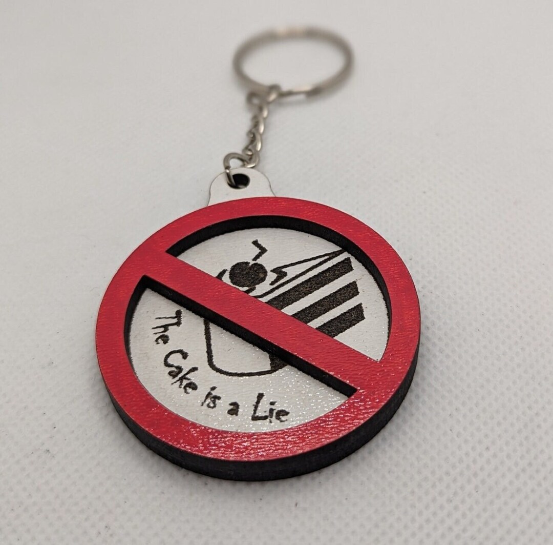 Portal 2 Themed Wooden Keyrings - the Cake is Real - Real Wood - 3D ...