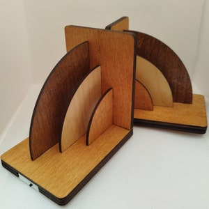 LED Art Deco Bookends - Style 1 - Wooden Contemporary, Aesthetic and ...