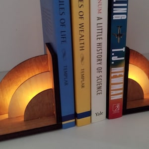 LED Art Deco Bookends - Style 1 - Wooden Contemporary, Aesthetic and ...