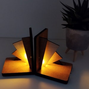 LED Art Deco Bookends - Style 2 - Wooden Contemporary, Aesthetic and ...