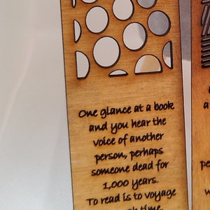 Wooden Bookmark Laser Cut Engraved With Inspiring Quote ...