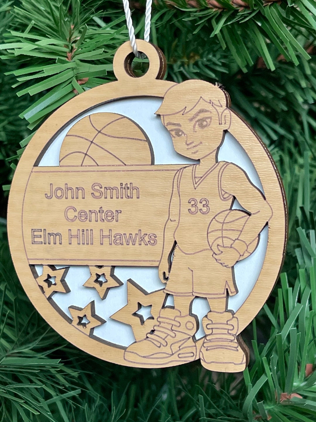Personalized Basketball Ornament Male Custom Youth Sports Keepsake Name ...
