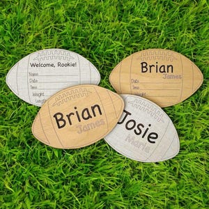 Football Baby Birth Announcement Sign: Engraved Name & Stats Photo Prop ...