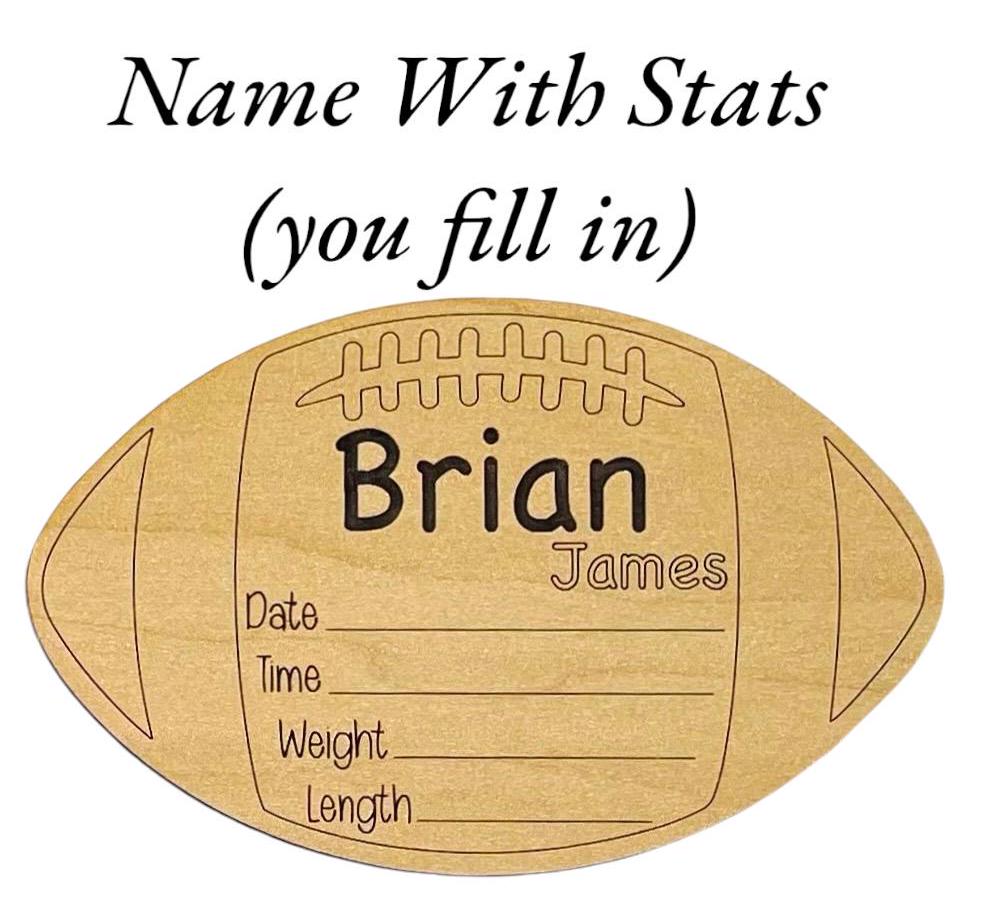 Football Baby Birth Announcement Sign: Engraved Name & Stats Photo Prop ...