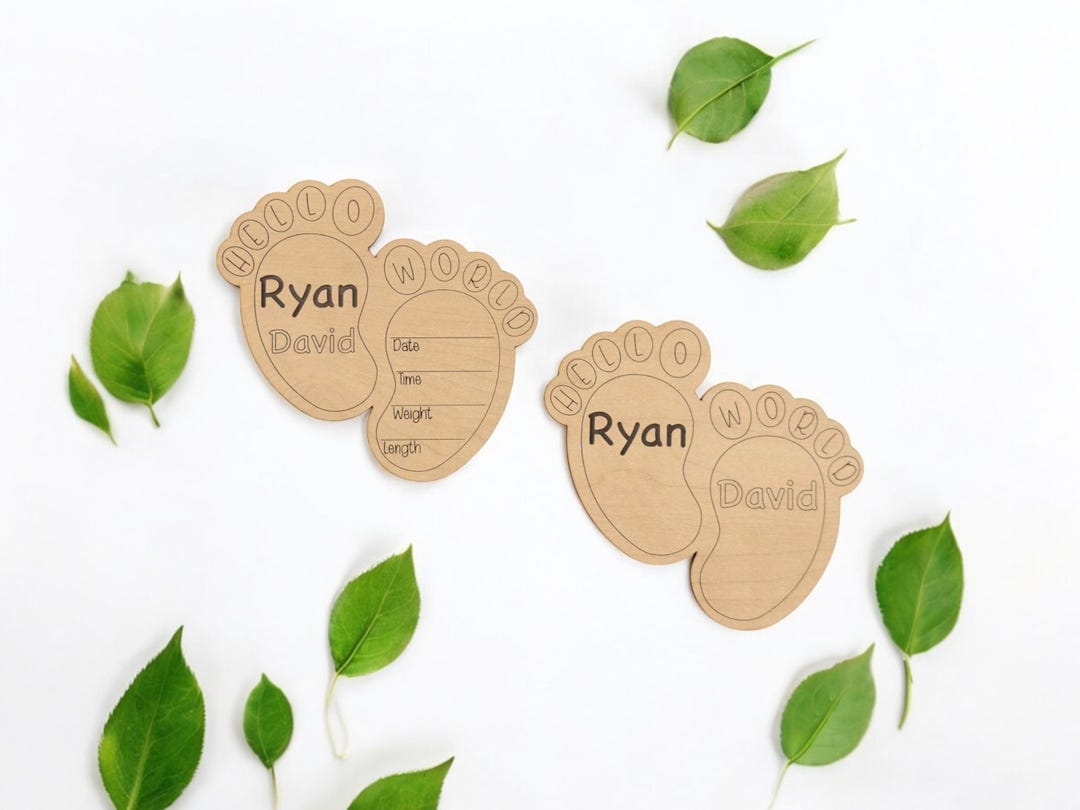 Baby Feet Birth Announcement Signs Set of 2 Boy Girl Toes Personalized ...