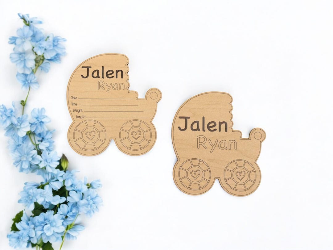 Baby Stroller Birth Announcement Signs Carriage Buggy Shaped Set of 2 ...