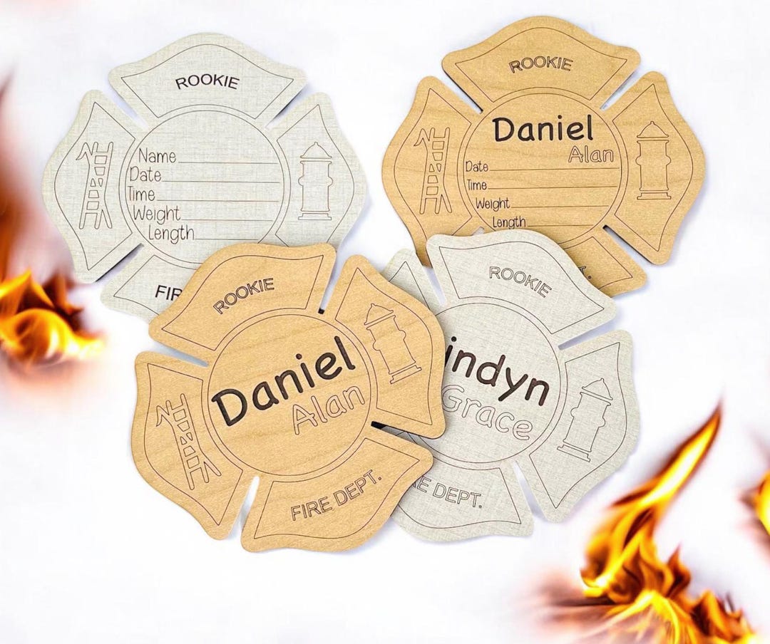 Personalized Baby Announcement Fire Department Birth Stats Newborn ...