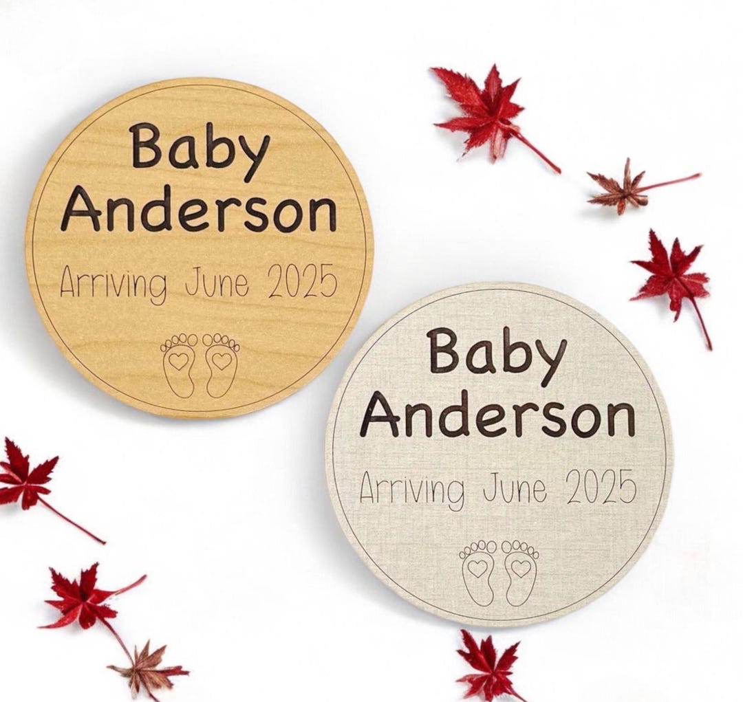 New Baby Pregnancy Announcement Sign Engraved Name Arrival Date ...
