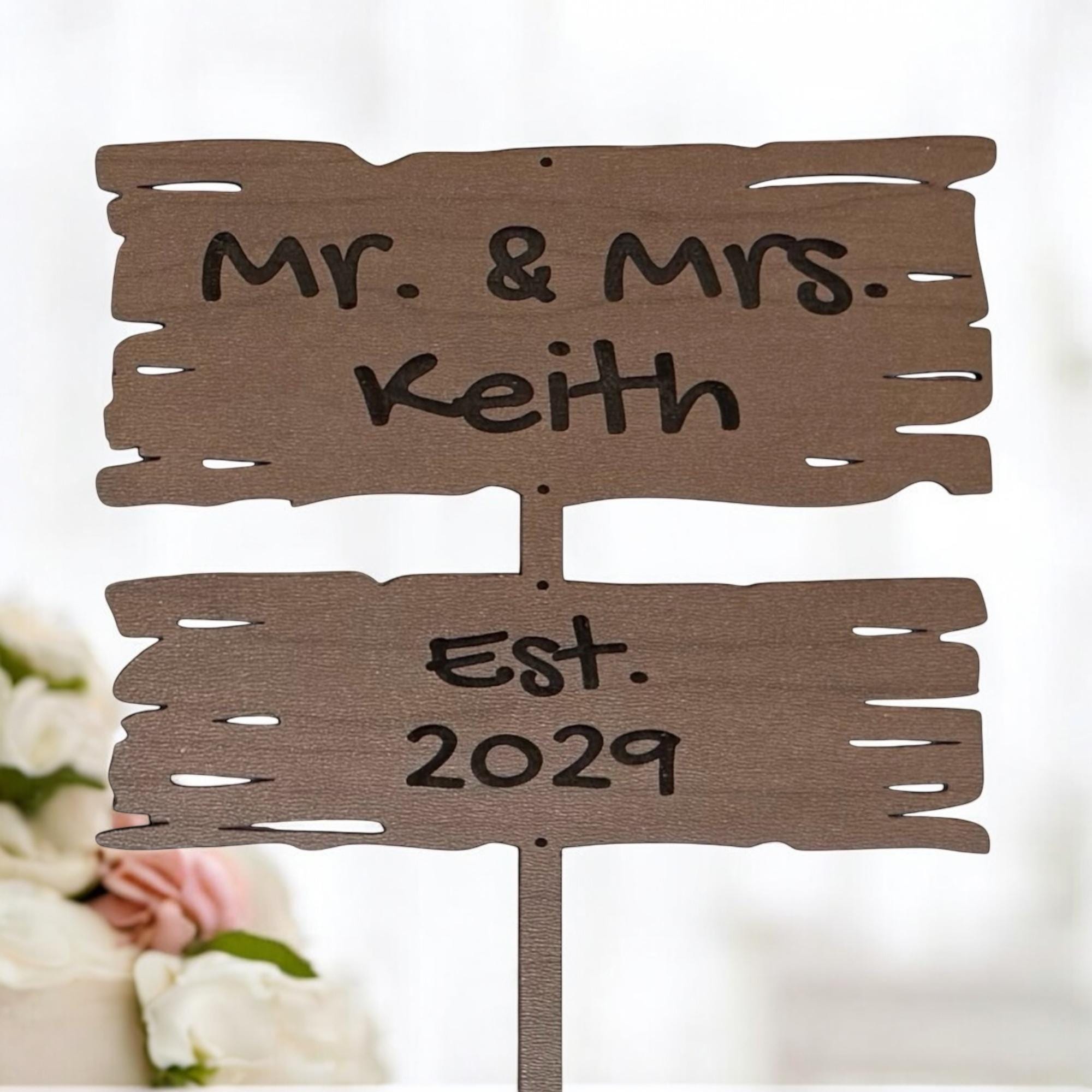 Rustic Wedding Cake Topper Wooden Sign Country Farmhouse Style ...