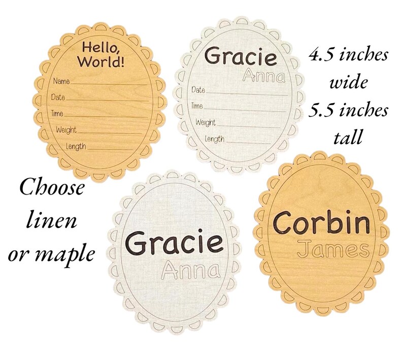 Baby Birth Sign Name Stats Announcement Personalized Scalloped Edge ...