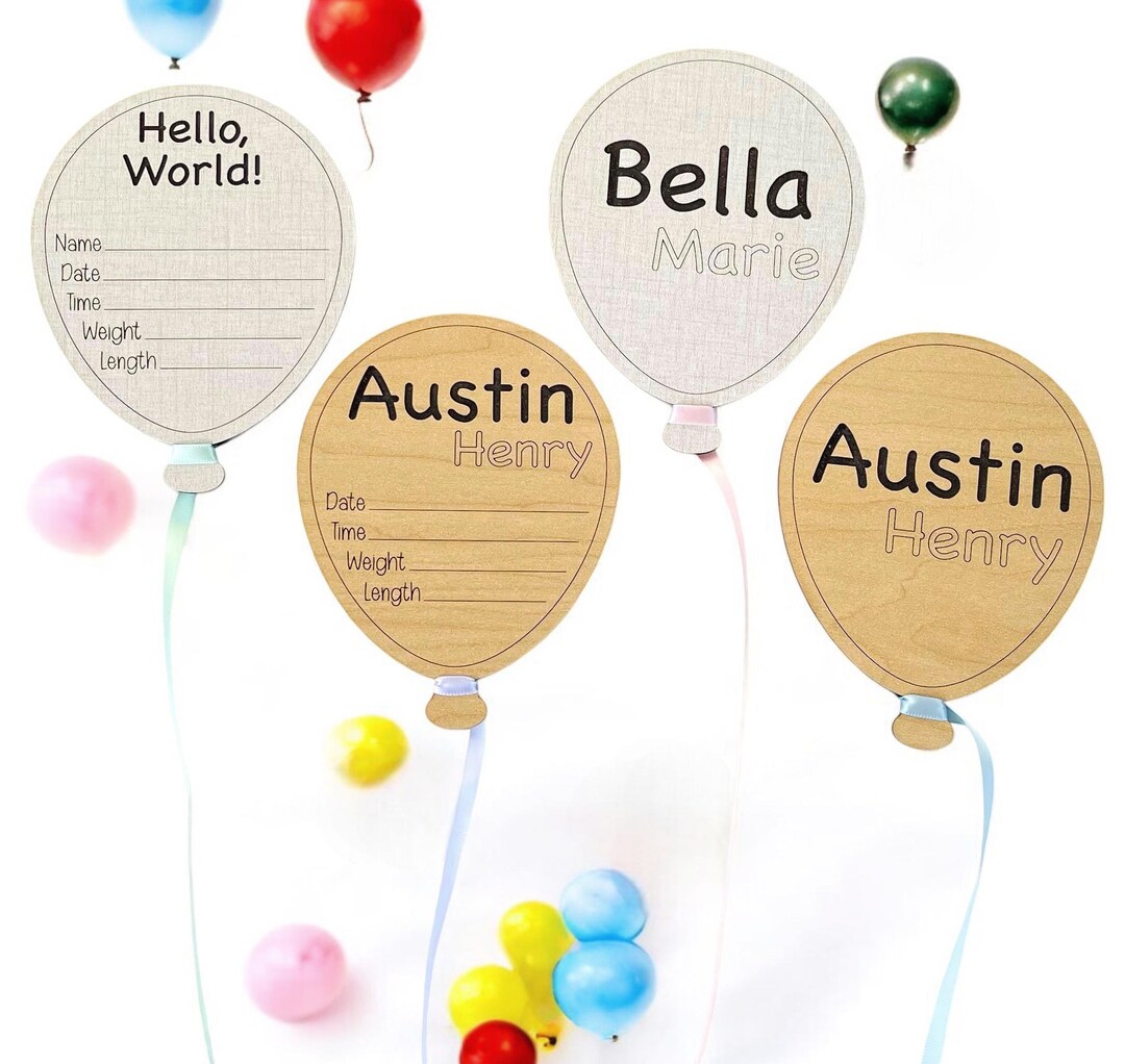 Baby Birth Announcement Balloon Themed Choose Ribbon String Color ...