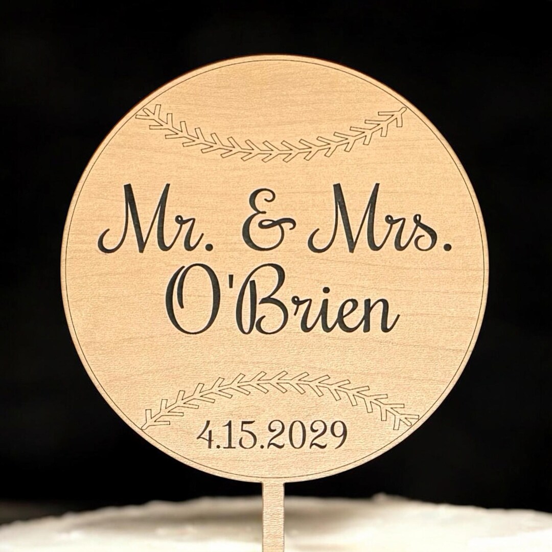 Baseball Wedding Cake Topper Softball Sports Fan Personalized Engraved ...