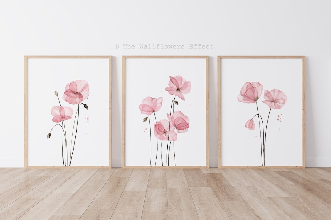 Poppy Prints Set, Poppies Gallery Wall, Poppy Flower Wall Decor ...