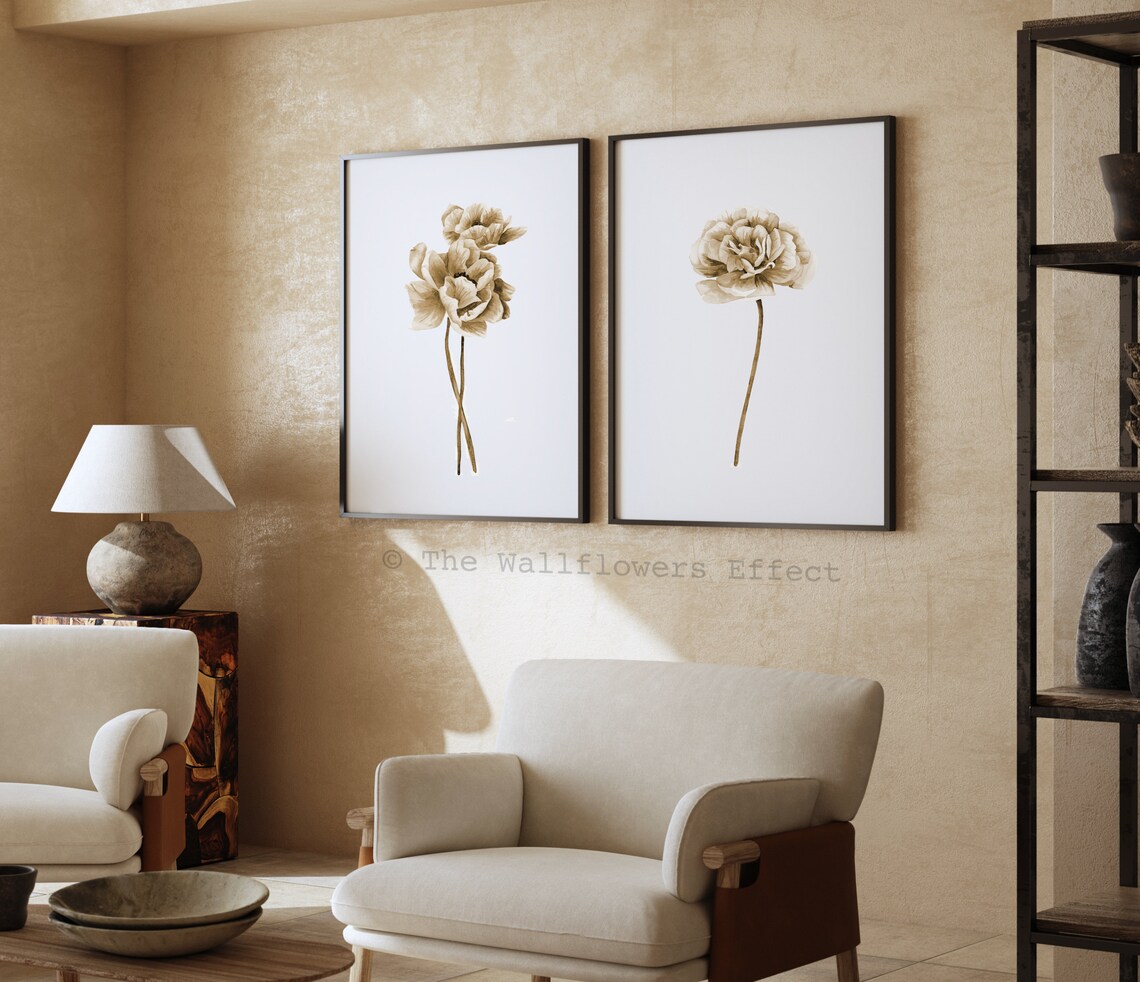 Botanical Prints Sepia Botanical Poster Beige Brown Art - Etsy