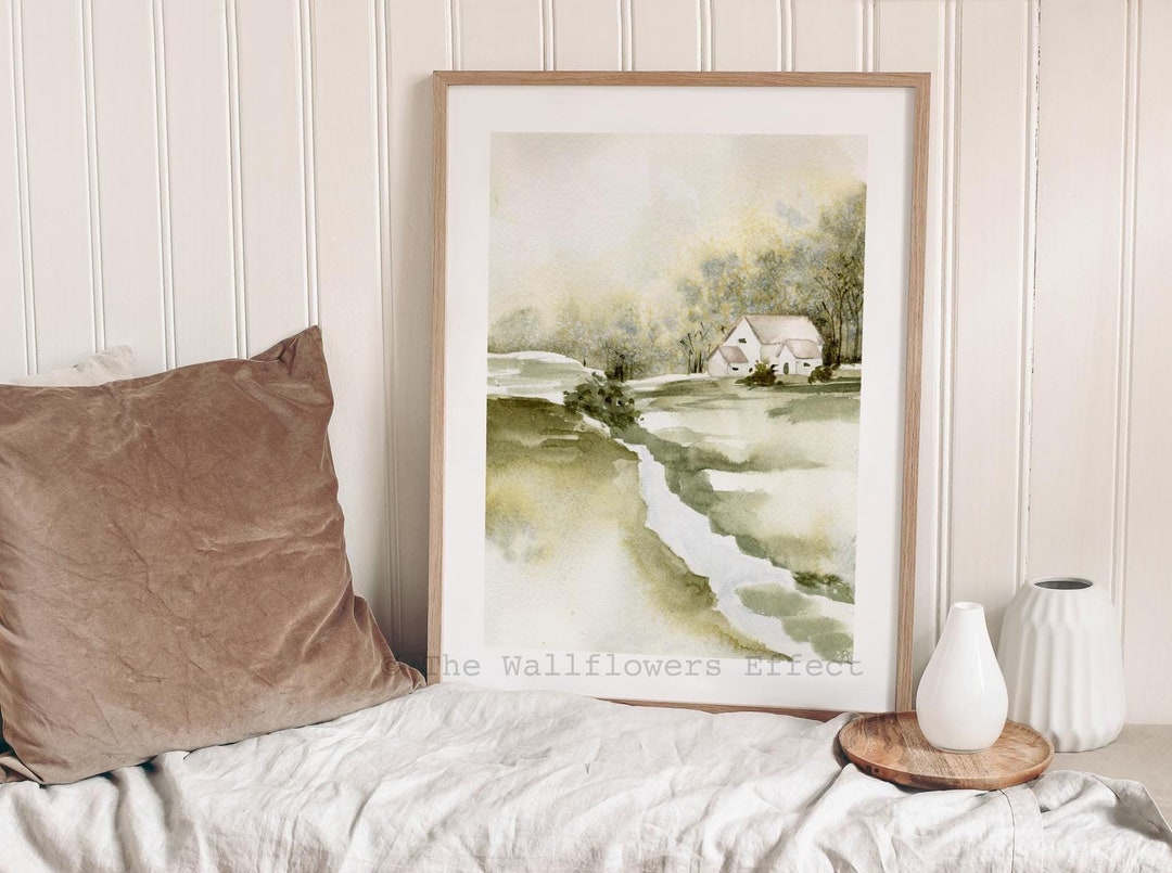 Green Landscape Print, Earthy Green Wall Art, English Countryside ...