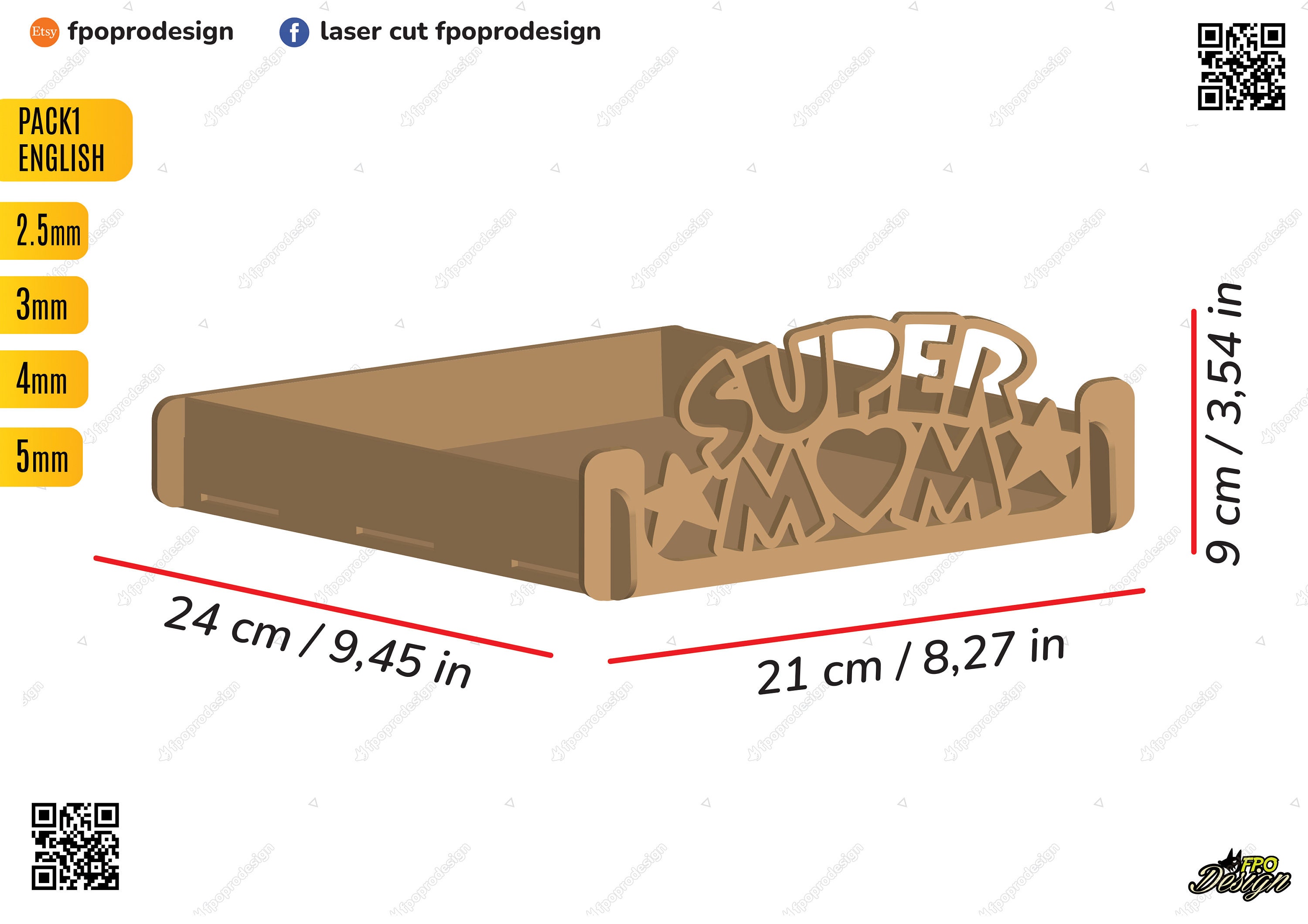 Pk1 En Día De La Madre Caja De Madera Vector Corte Laser Tipo Bandeja