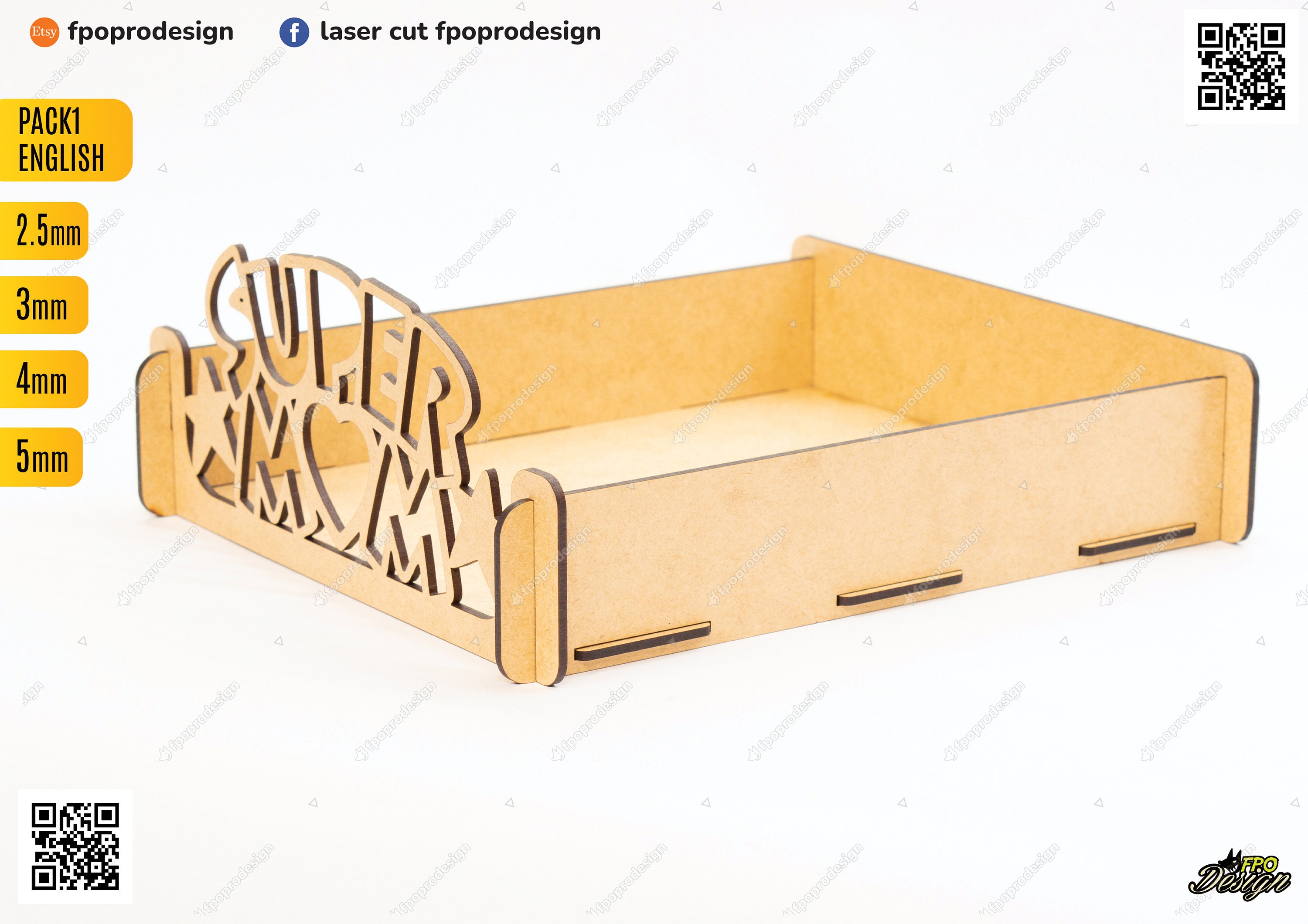 Pk1 En Día De La Madre Caja De Madera Vector Corte Laser Tipo Bandeja