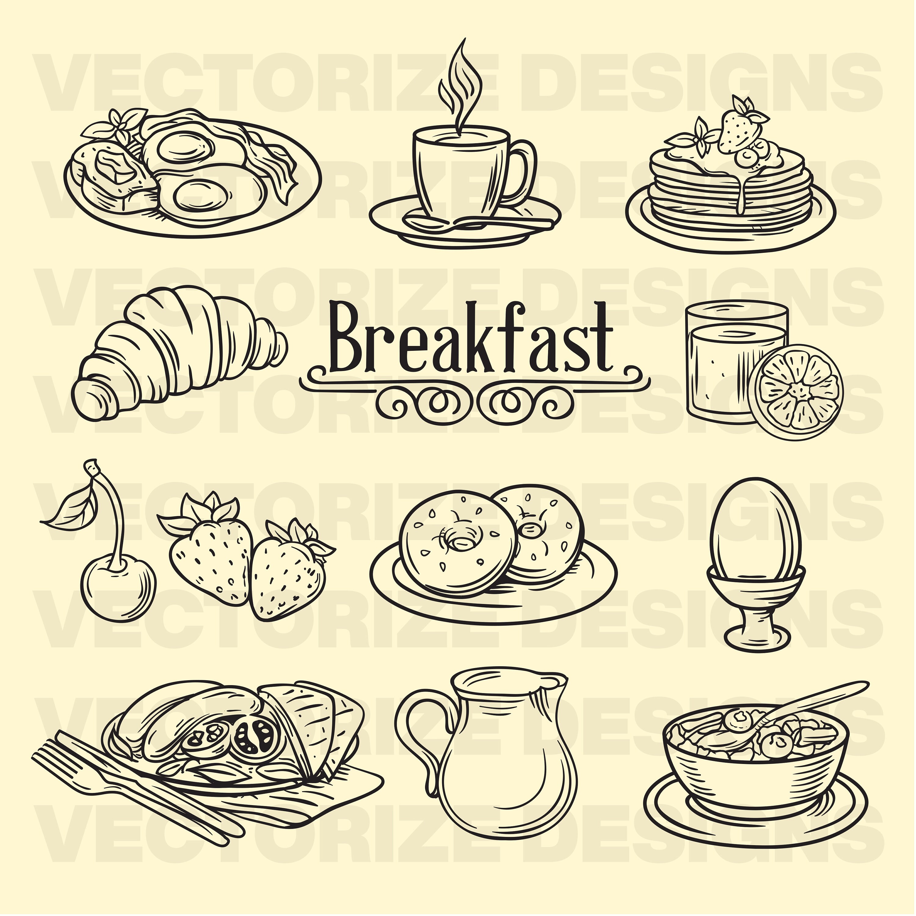 Food Poster Vector SVG Breakfast Cafe Junk Foods - Etsy