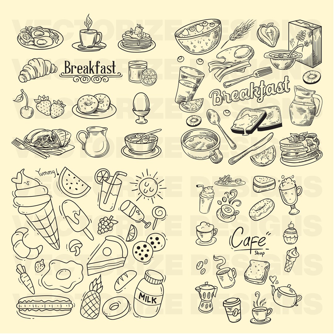 Food Poster Vector SVG Breakfast Cafe Junk Foods - Etsy